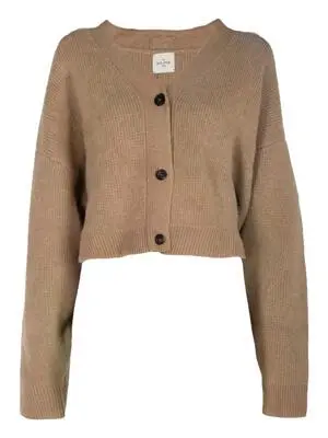 Le Kasha Derios Ribbed-knit V-neck Cardigan - Neutrals