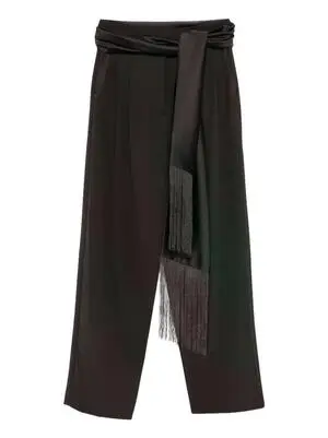 Imperial Fringe-trim Belted Trousers - Brown