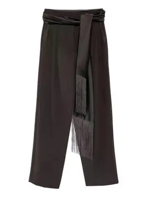 Imperial Fringe-trim Belted Trousers - Brown