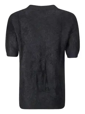 P.a.r.o.s.h Fine-knit Short-sleeve Top - Black