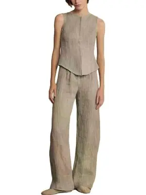 CORTANA Lupe Striped Linen Trousers - Blue