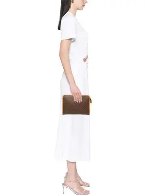 Celine 20th Century Macadam Coated Canvas Clutch Bag - Brown