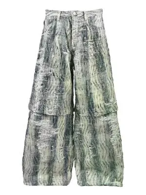 TAAKK Convertible Bleached Jacquard Jeans Blue