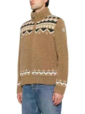 Moncler Fair-isle Padded Jacket - Brown
