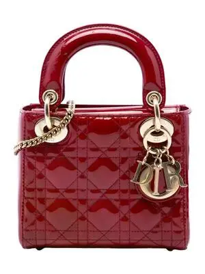 Dior 2019 Mini Patent Cannage Lady Dior Satchel Red