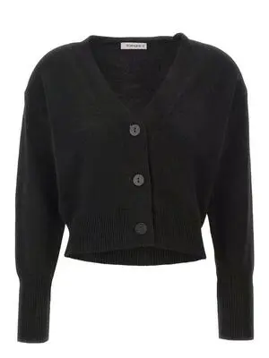 KANGRA V-neck Cropped Cardigan - Black