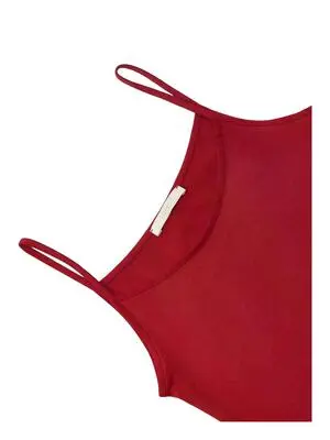 AMOMENTO Ribbed Sleeveless Top - Red
