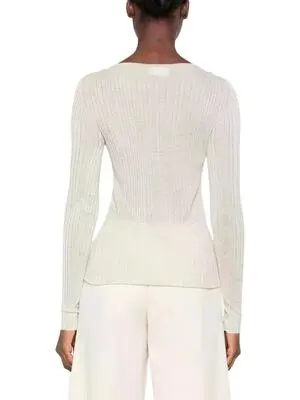 AROVESCIO Ribbed-knit Boat-neck Sweater - Neutrals