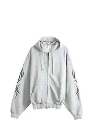 Vetements Tribal-print Zip-up Hoodie - Grey