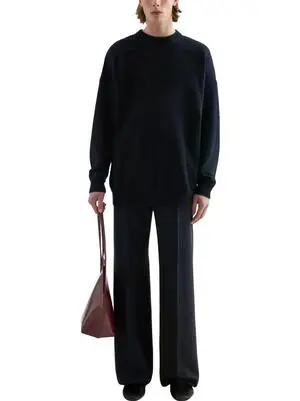 JIL SANDER Wool Blend Crew-neck Sweater - Blue