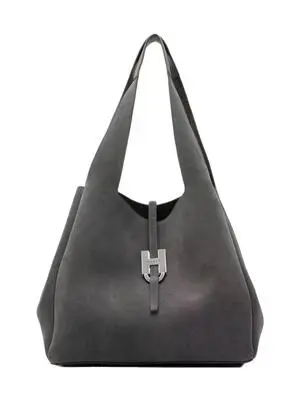 Hogan Logo-plaque Suede Tote Bag - Grey