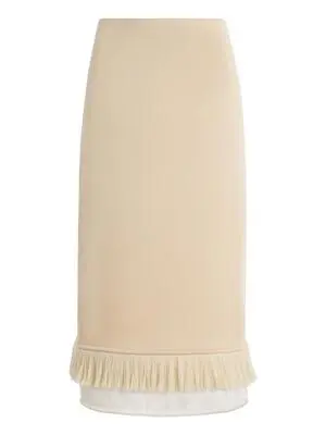 BOTTEGA VENETA Fringed Silk Midi Skirt S