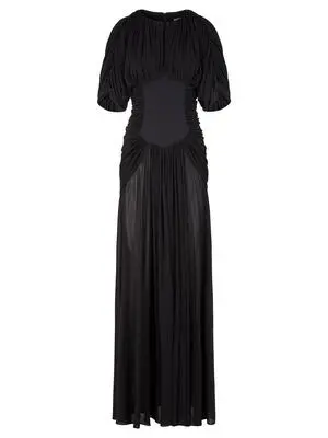 HEIRLOME Micka Gathered Georgette Maxi Dress - Black