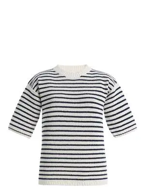 Bottega Veneta Crocheted Cotton T-shirt - Stripe