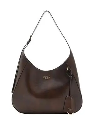 Prada Aimee Leather Shoulder Bag - Brown