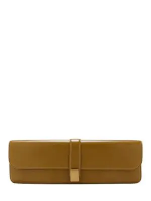 Khaite Blake Leather E/w Clutch - Olive