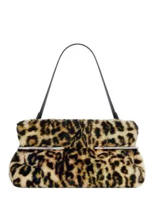 Givenchy Pinch Soft Clutch In Leopard Shearling-effect - Neutrals