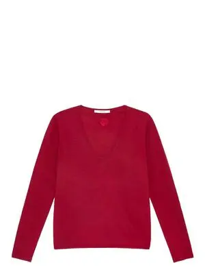 MALÌPARMI Rose-embroidered V-neck Sweater