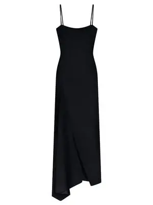 Givenchy Sliced Long Slashed Dress In Crepe Cady - Black