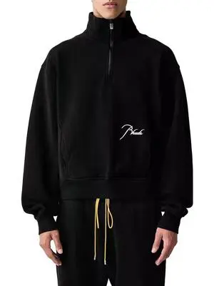 Rhude Logo-embroidered Quarter-zip Sweater - Black