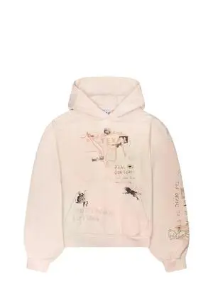 PROTOCOL INDEX Graphic-print Washed Hoodie - Neutrals