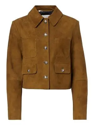 Altuzarra Astley Cropped Suede Jacket - Brown