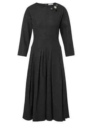 Max Mara Embellished Melange Maxi Dress - Grey