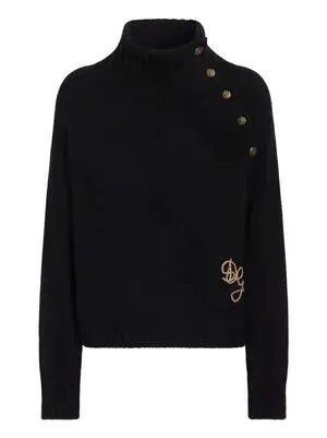 Dolce & Gabbana Smooth-knit Turtleneck With Logo - Blue