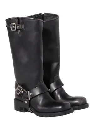 Miu Miu Leather Boots Black