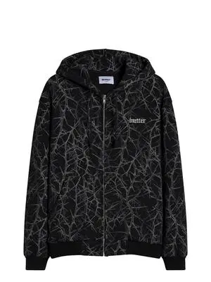 BUTTER GOODS Thorn Camo Waffle Zip Hoodie - Black