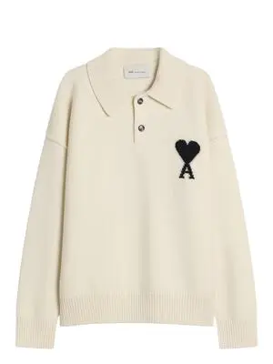 AMI Paris Contrasted Adc Polo - Nut/black