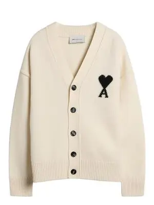 AMI Paris Contrasted Adc Cardigan - Nut/black
