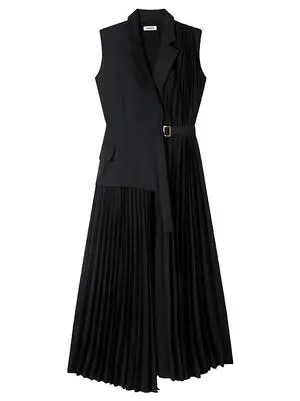 Sandro Wraparound Two-in-one Woven Maxi Dress - Black