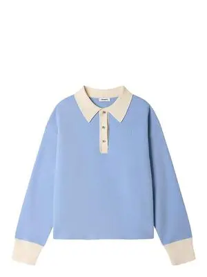 Sandro Collared Two-tone Wool-blend Polo - Sky Blue