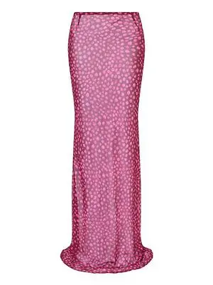 HYPHEN Polka-dot Print Sheer Maxi Skirt - Plum