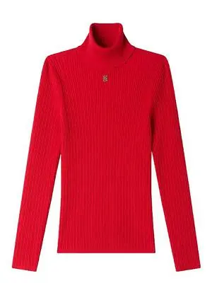Sandro Rollneck Cable-knit Wool-blend Jumper - Red