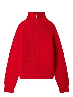 Sandro Textu Zip-neck Wool Trucker Jumper - Red