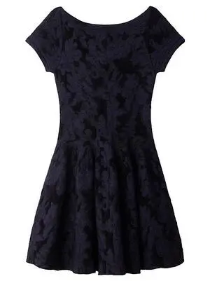 Sandro Floral Jacquard-knit Stretch-woven Mini Dress - Midnight Blue
