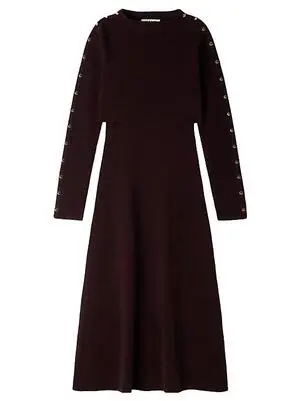 Sandro Embellished Two-in-one Wool And Cashmere-blend Maxi Dress - Bordeaux