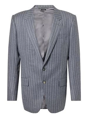 TOM FORD Pinstripe Single-breasted Suit Wool Blazer - Grey