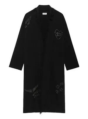 Zadig&Voltaire Camy Rhinestone-embellished Wool-blend Coat - Black