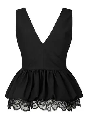 ROTATE BY BIRGER CHRISTENSEN V-neck Peplum Blouse - Black
