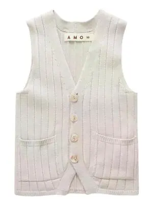 AMO Marlowe Ribbed-knit Cardigan - Neutrals