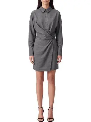 PATRIZIA PEPE Draped Mini Shirt Dress With Side Slit