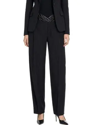 Andamane Pinstriped Wide-leg Trousers In Wool And Cotton Blend - Black