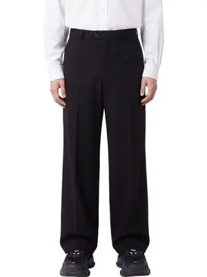 Balenciaga Wide-leg Tailored Twill Trousers With An Off-center Closure - Black