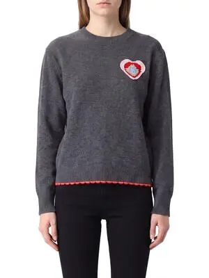 Stella McCartney Virgin Wool Crew Neck Sweater With Embroidery And Dropped Shoulders - Grey