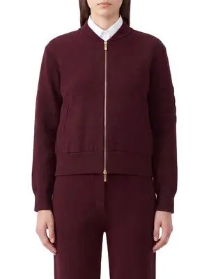 Thom Browne Virgin Wool And Linen Blend Bomber Jacket With Zip Closure - Red
