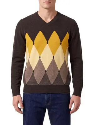 BALLANTYNE Argyle Pattern 100% Cashmere Crewneck Sweater - Fa02