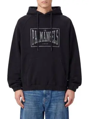 Palm Angels Relaxed Fit Logo Print Cotton Hoodie - Black